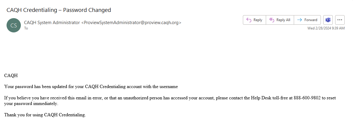 Password Reset Process | CAQH